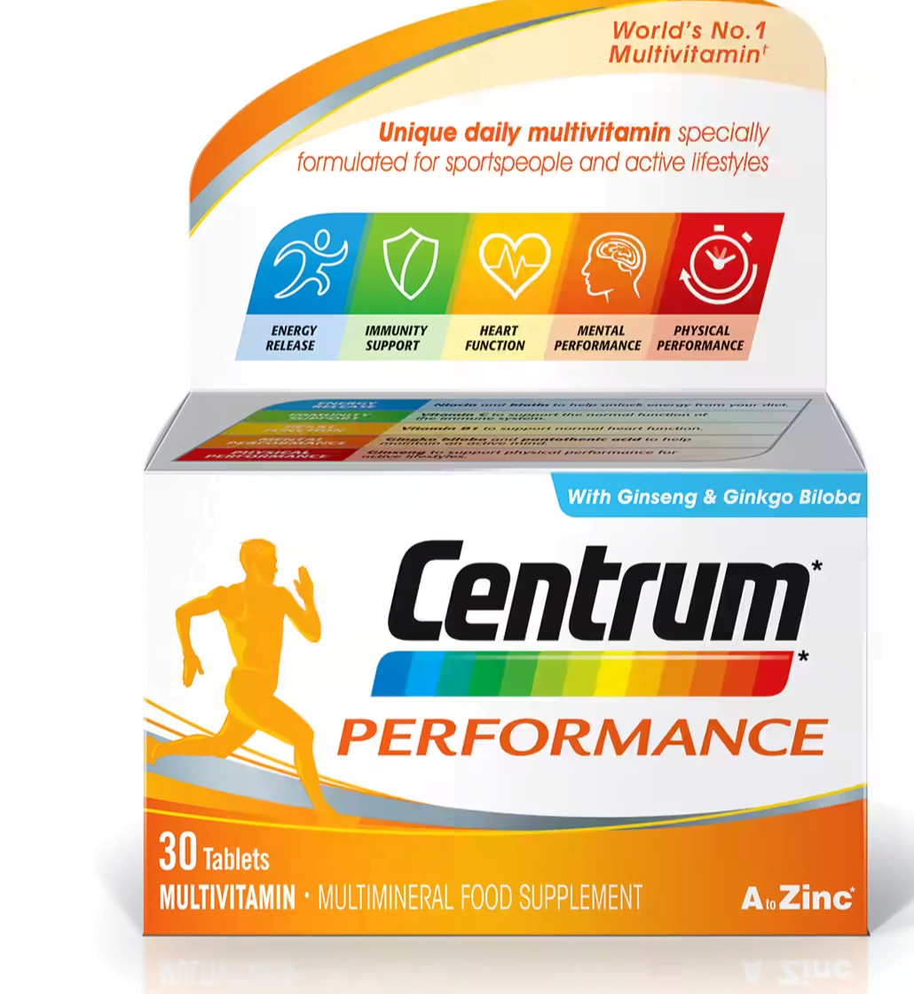 Centrum Performance with Ginseng, Gingko biloba, Niacin & biotin – 30 ...