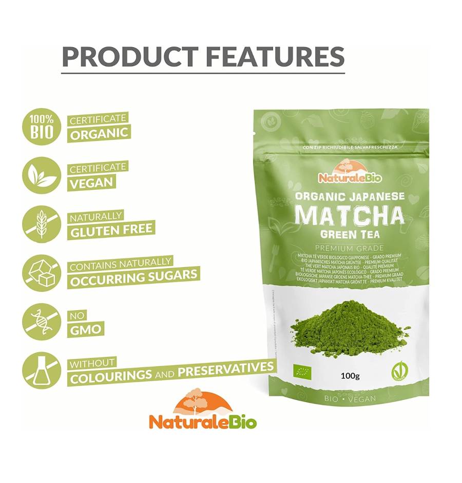 Japanese Organic Matcha Green Tea Powder – Premium Grade – 100g. Tea Produced in Japan – MiliiMart